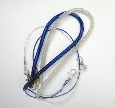 China Best selling fish rod protector blue 8metre flexible coiled lanyard cable rope long coils for sale