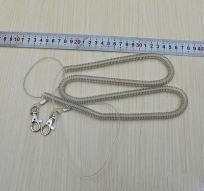 China Good protector plastic steel wire core coiled lanyard leash holder w/thumb trigger hooks for sale