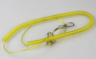China Transparent yellow stainless steel wire inside TPU outside spiral coiled lanyard anti-lost for sale