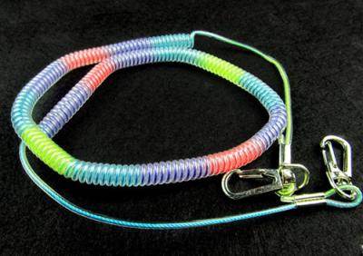 China Flexible coil lanyard wire core spiral cord fishing tool item holder rainbow color spring for sale
