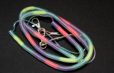 China 10M heavy duty color mixing retractable stretchy coiled fishing lanyard rope safety tether for sale