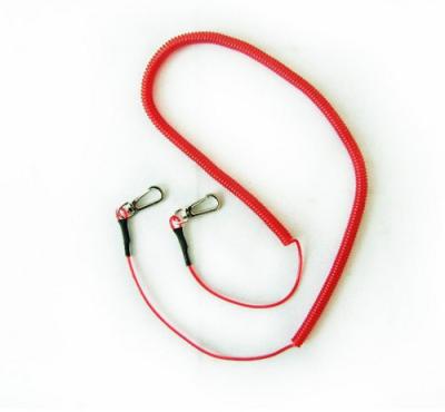 China Fishing rod red color coiled leashes/paddle tether to protect fishing tools anti-drop coil for sale