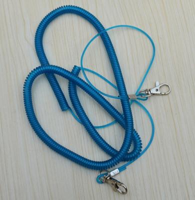 China 8M contractility stretchy plastic spiral coil cable cord blue for wire fishing safety coil for sale