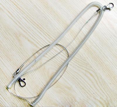 China Hot sales clear plastic pu customized long wire coil tether w/meta snap hook for safety for sale