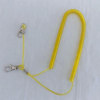 China Fishing kayaks boats 3m wire coil lanyard for rod tackle leash spiral cord yellow color for sale