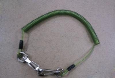 China Basic 16cm micro coiled lanyard covered with heavy duty green ruber protect valuable tools for sale