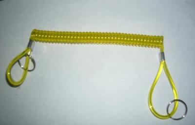 China Safety yellow coiled cable tool lanyard economical elastic spiral anti-drop accessory rope for sale