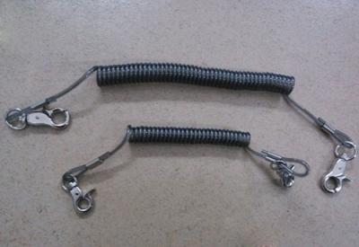 China Europe markets big quantity request popular transparent black plastic coil tether w/hooks for sale