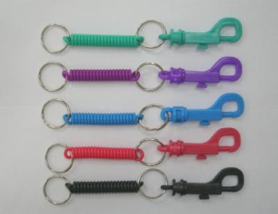 China Muti Colors Short Bungee Spring Coil PlasticTrigger Snap Coil w/Key Ring for sale