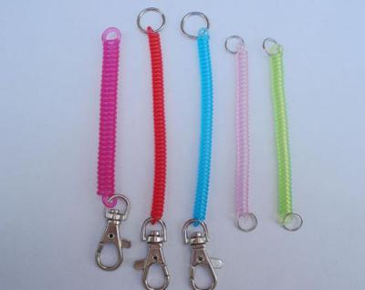 China Muti Colors Short Bungee Spring Coil PlasticTrigger Snap Coil w/Key Ring for sale