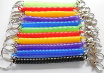 China Various Colors 2.5*10*120mm Plastic Spring Safe Key Holder w/Thumb Trigger and Splirt Ring for sale