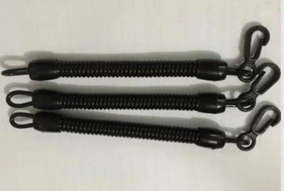 China Plastic Spring Clip Coiled Cord and Plastic Snap Hook All in Solid Black Color Good Fasteners for sale