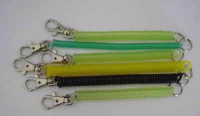 China Plastic Expandable Coil Key Holders Translucent Colors Thumb Hook and Small Split Ring for sale