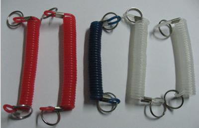 China Solid Black/Red/Clear Bungee Spiral Key Ring Holders Cheap Price OEM Making for sale