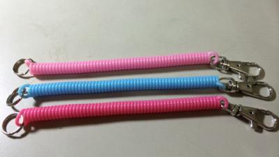 China Custom Pantone Colors Spiral Coil Key Chains w/Metal Snap Clip and 12mm Split Ring for sale