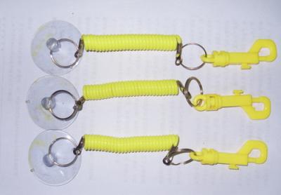 China Clip-on Key Coil w/Sucker as Good Safety Connector and Retainer Yellow Color High Quality for sale
