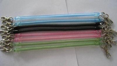 China Slim and Long Transparent Colors Sprial Key Chains Badge Chain Tethers for sale