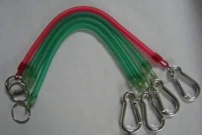 China Custom Silver Carabiner and Split Key Ring Attached Good Elastic Coil Chains for sale