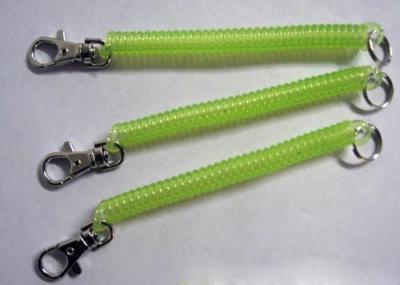 China Light Translucent Green 10cm Long Trigger Spring String Key Chains for sale