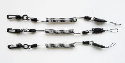 China Fashion Transparent Clear Protection Retractable Coil Leash Retainer Plastic Black Cord Inside w/Custom Plastic Clip for sale