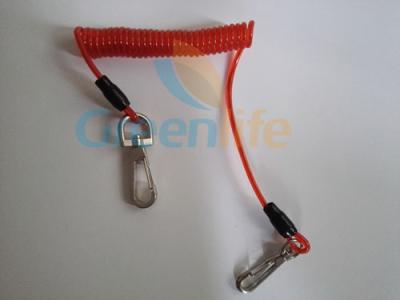 China Transparent Red 4''Length Coiled Cable Tool Safety Lanyard w/Securing Clips for sale