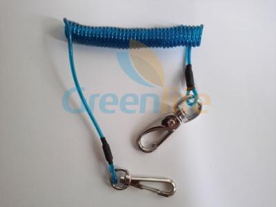 China New Blue Retractable Clip Elastic Plastic Coil Cord Rope Key Ring Chain for sale