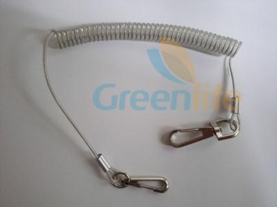 China Good Strong Quick Release Extending Translucent Clear Missed Coil Lanyard with Steel Rope for sale