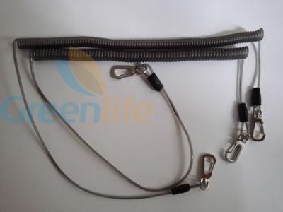 China Translucent Black Stopdrop Tooling Coil Lanyard High Pulling Wire Inside w/2pcs Thumb Snap Hooks for sale