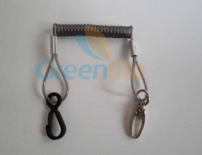 China Black Vinyl Coated Stainless Steel Coil Tether w/Plastic or Metal Accessory as Simple Fastener for sale