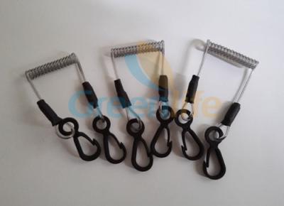 China Micro Slim 2.0mm Cord Dia 0.3mm Wire Inside Coiled Lanyard Retainer with 2pcs Plastic Hooks for sale