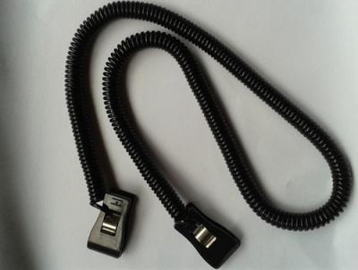 China Plastic 40cm Long Black Coiled Leash Connector w/2pcs Plastic Clip Ends for sale