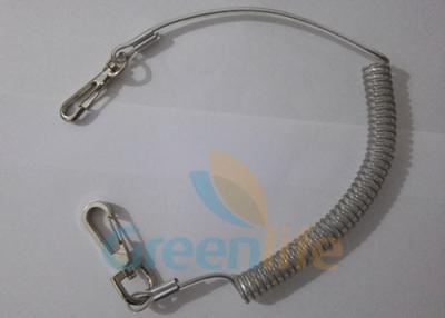 China Transparent Clear Plastic PU Stainless Steel Core Coiled Tether Rope for sale