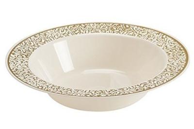 China 90 Plastic china  Soup Bowl BONE with Gold  Rim for sale