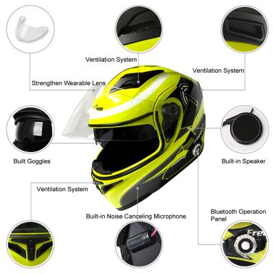 Cina Doppie cuffie di Bluetooth della motocicletta di Flip Up Motorcycle Modular Helmet della visiera in vendita
