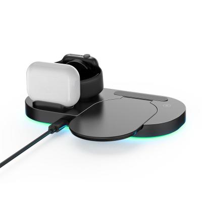 Cina Cellulare 3 in 1 cuscinetto senza fili del bacino del supporto del caricatore di Qi per l'iPhone 11 6 7 Xr Airpods pro in vendita