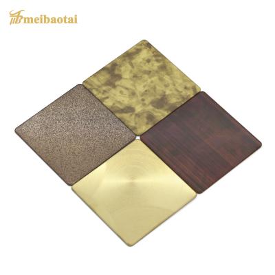 China Brushed Mirror Hairline Stainless Steel Sheet Bronze Gold Color PVD Plating for sale