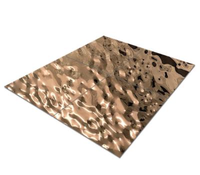China Rose Gold Mirror Water Ripple Sheet Decoration Wall , Celling ,Hotel for sale