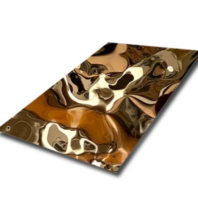 China SS304 Rose Gold  Water Ripple Sheets - 3D Decorative Metal Art for sale