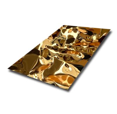 China 304 Gold Mirror Water Ripple Sheet For Interior Wall Panel for sale