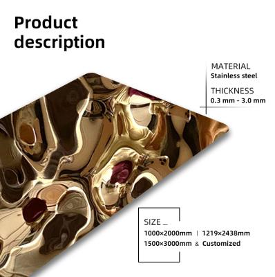 China Rose Gold Mirror Water Ripple Stainless Steel Sheet For Interior Decor for sale