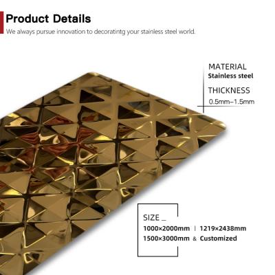 China Gold PVD Coated Diamond Design Stainless Steel Sheet For Interior Decor for sale