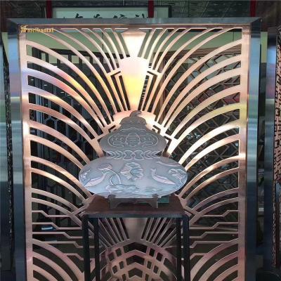 China Antique Bronze 201 Stainless Steel Room Divider Slit Edge Hotel Decoration for sale