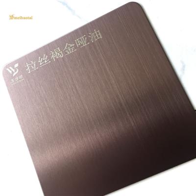 China Anti Finger Print Hairline SS Plate Brown Gold  0.65mm Thickness for sale