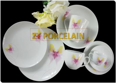 China SUPERWHITE 30  pcs porcelain coupe dinnerware sets with Butterfly decal on glaze for sale