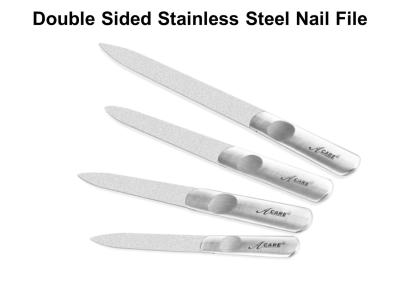 China Silver Fingernail Polishing Block Stainless Steel Double Sided Easy Use for sale