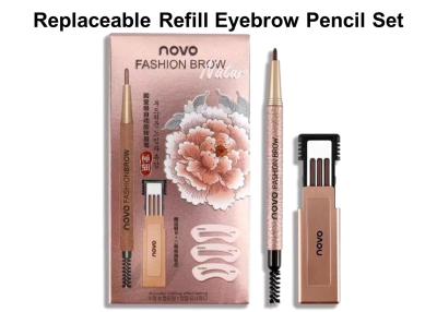 China Portable Waterproof Eyebrow Pencil Set Replaceable Refill 4 Colors for sale