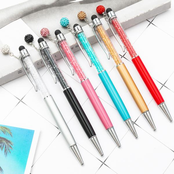 Quality Cute Crystal Pen Diamond Ballpoint Pens Stationery Ballpen 2 In 1 Crystal Stylus Pen for sale
