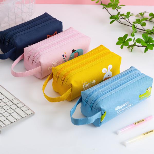 Quality Canvas Geometric Pencil Bag Case for School Supplies Custom Print Cute Pencil for sale