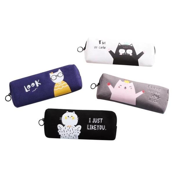 Quality Customized Logo Acceptable Fashion Cartoon Canvas Pen Bag for Junior High School Pupils for sale