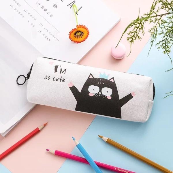 Quality Customized Logo Acceptable Fashion Cartoon Canvas Pen Bag for Junior High School for sale